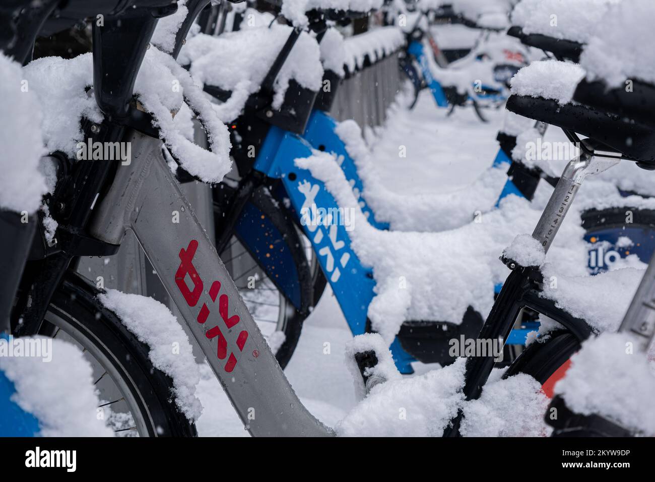 Montreal, CA - 16 November 2022: Bixi bike rental station in Montreal ...