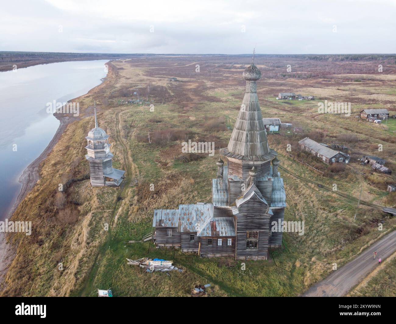 Large wooden church of the Ascension of the Lord in the village of ...