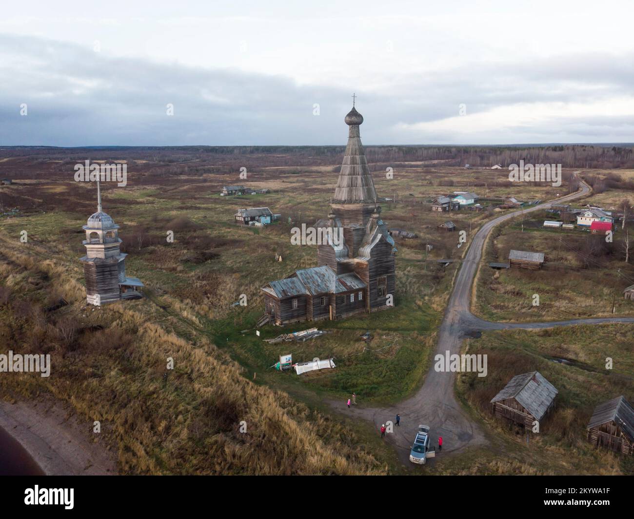 Large wooden church of the Ascension of the Lord in the village of ...