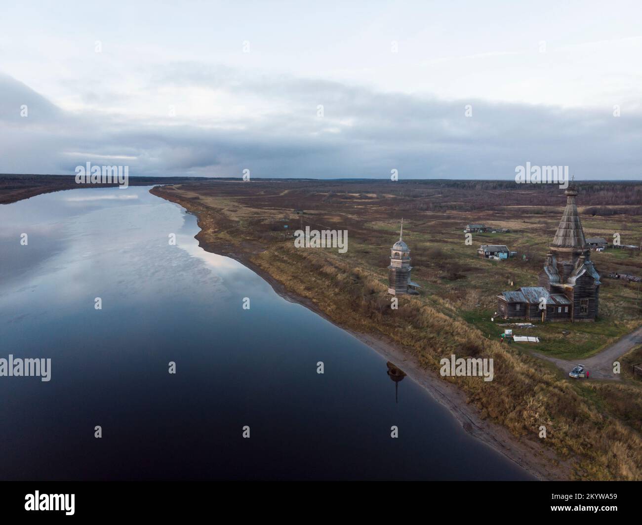 Large wooden church of the Ascension of the Lord in the village of ...