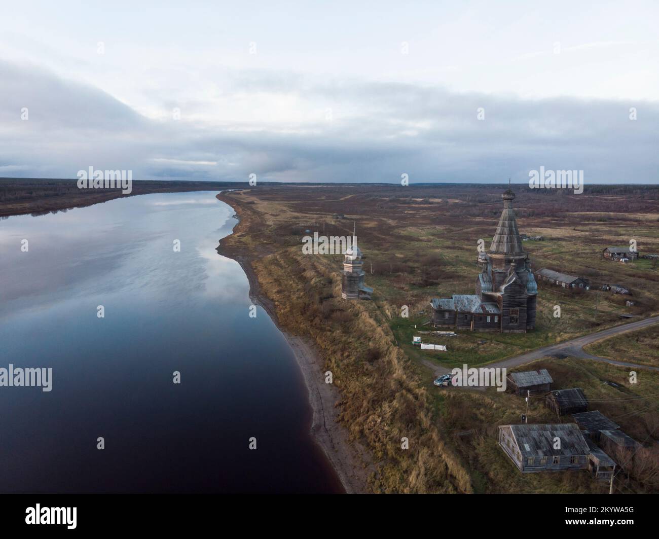 Large wooden church of the Ascension of the Lord in the village of ...