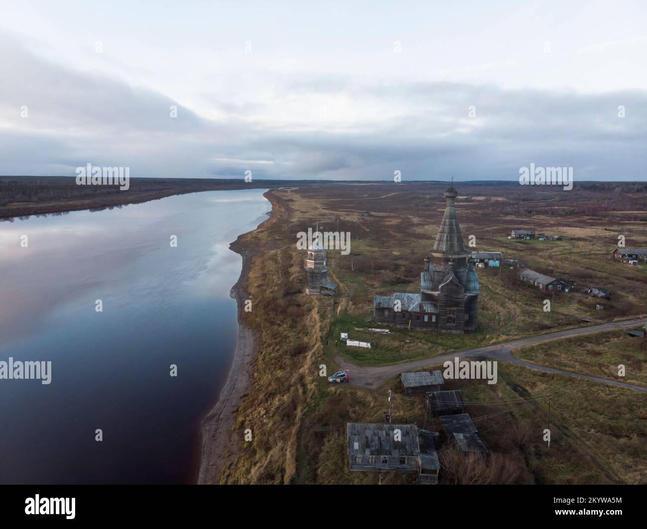 Large wooden church of the Ascension of the Lord in the village of ...