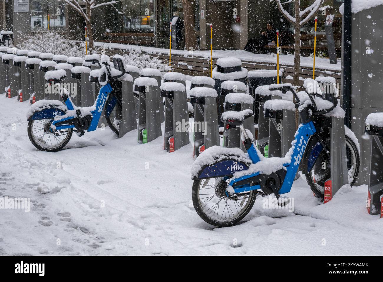 Montreal, CA - 16 November 2022: Bixi bike rental station in Montreal ...