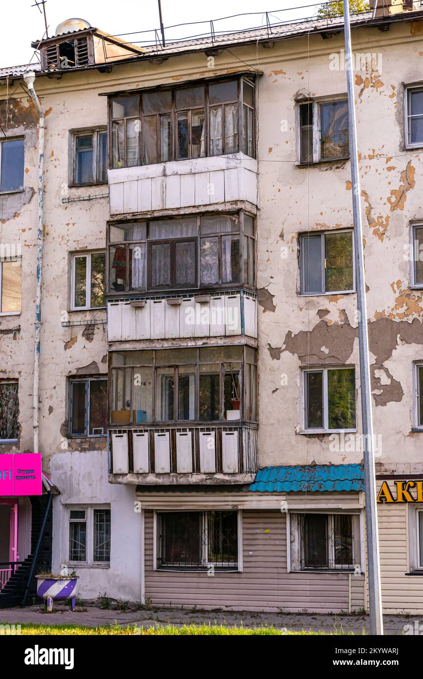 Soviet residential buildings, housing. Shabby, worn out khruschevka ...