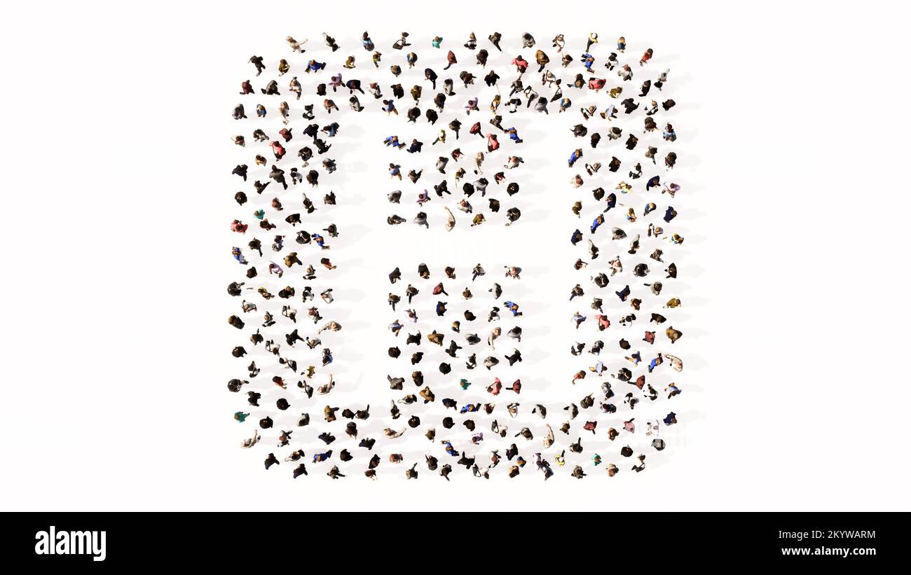 Concept conceptual large community of people forming the hospital sign ...