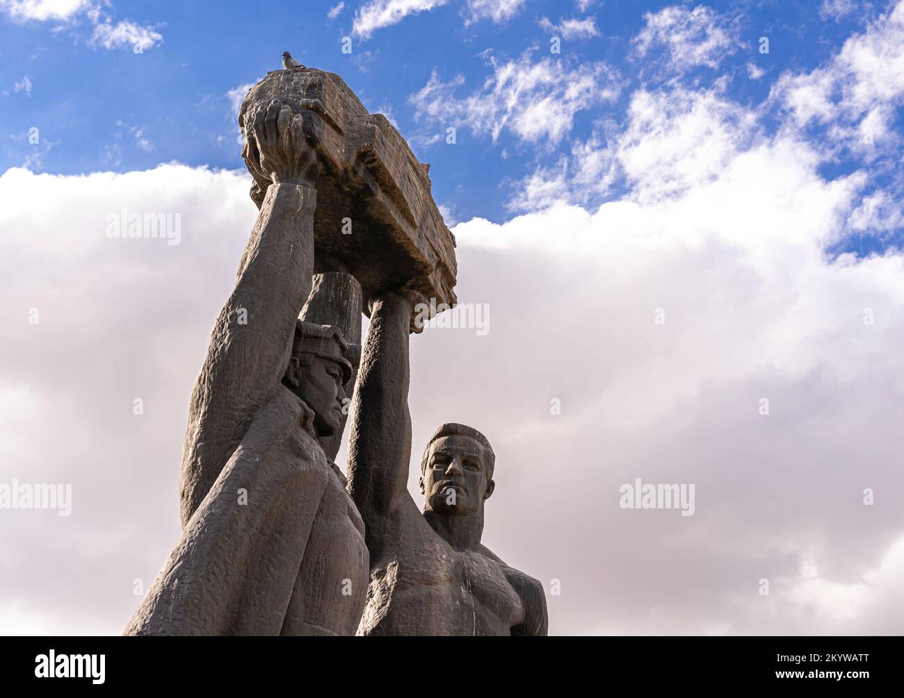"Miners' Glory" Monument, sculpture depicting workers. Soviet monuments ...