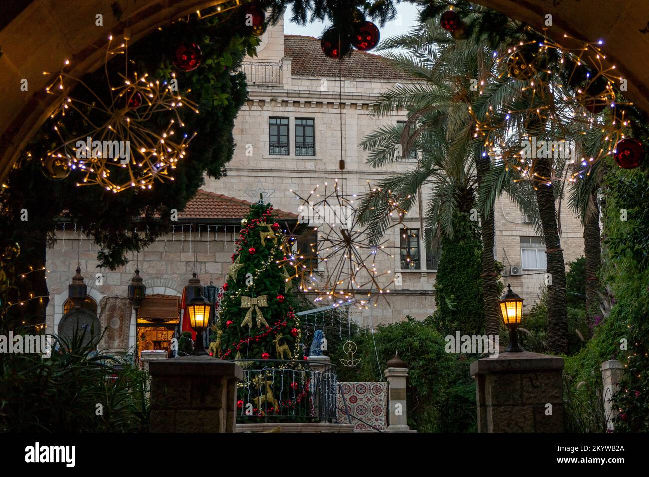 Christmas decorations in the American Colony hotel in East Jerusalem ...
