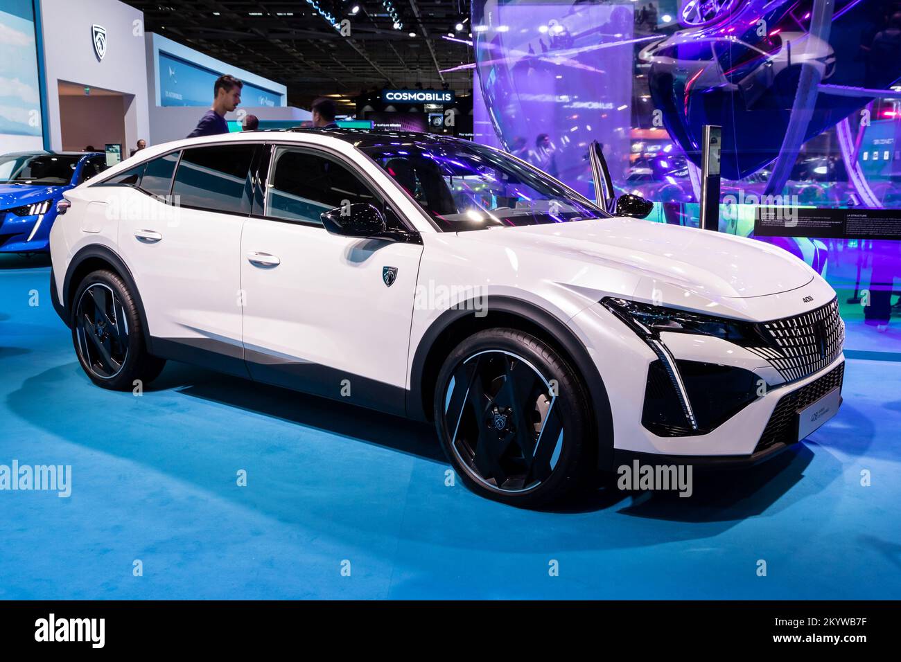 Peugeot 408 Plug-In Hybrid car showcased at the Paris Mondial de l ...