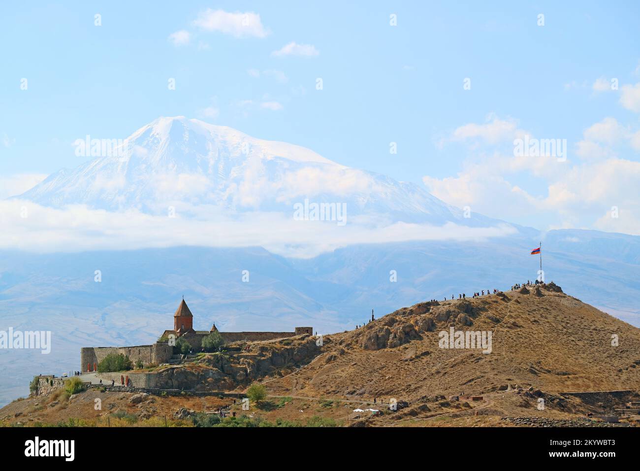 Spectacular View of Khor Virap Monastery with Snow Covered Ararat ...
