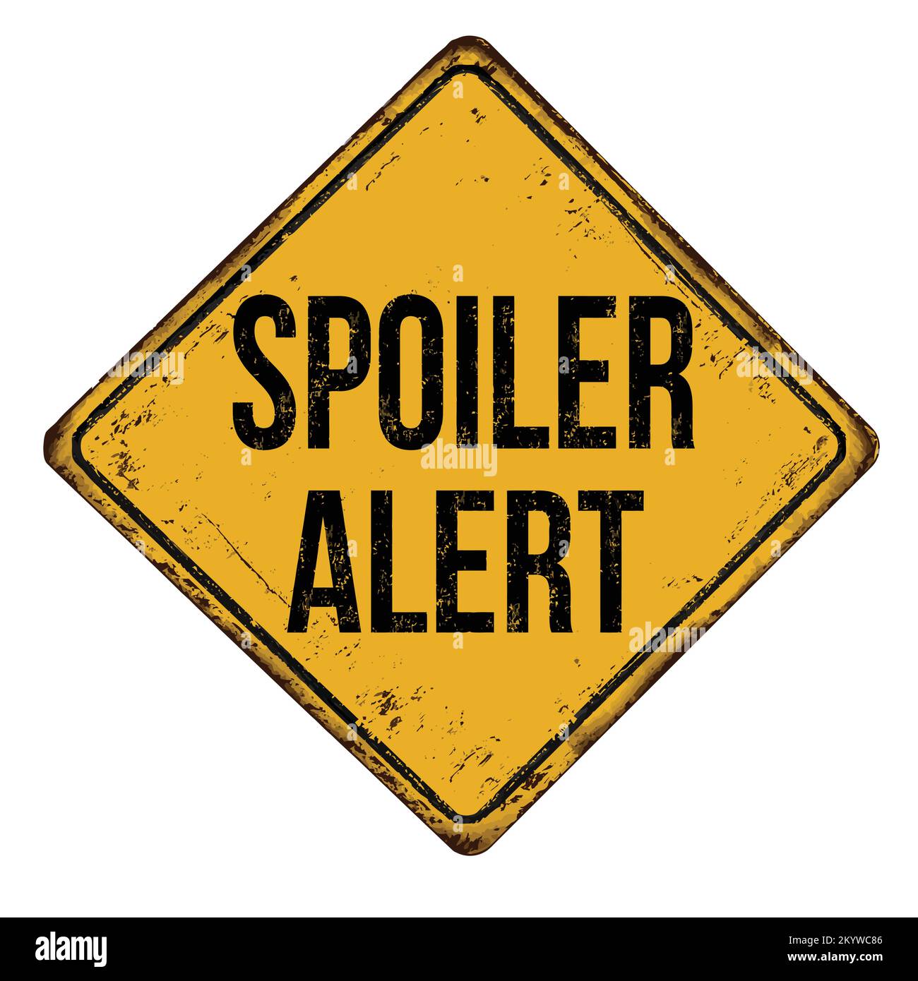 Spoiler alert vintage rusty metal sign on a white background, vector ...