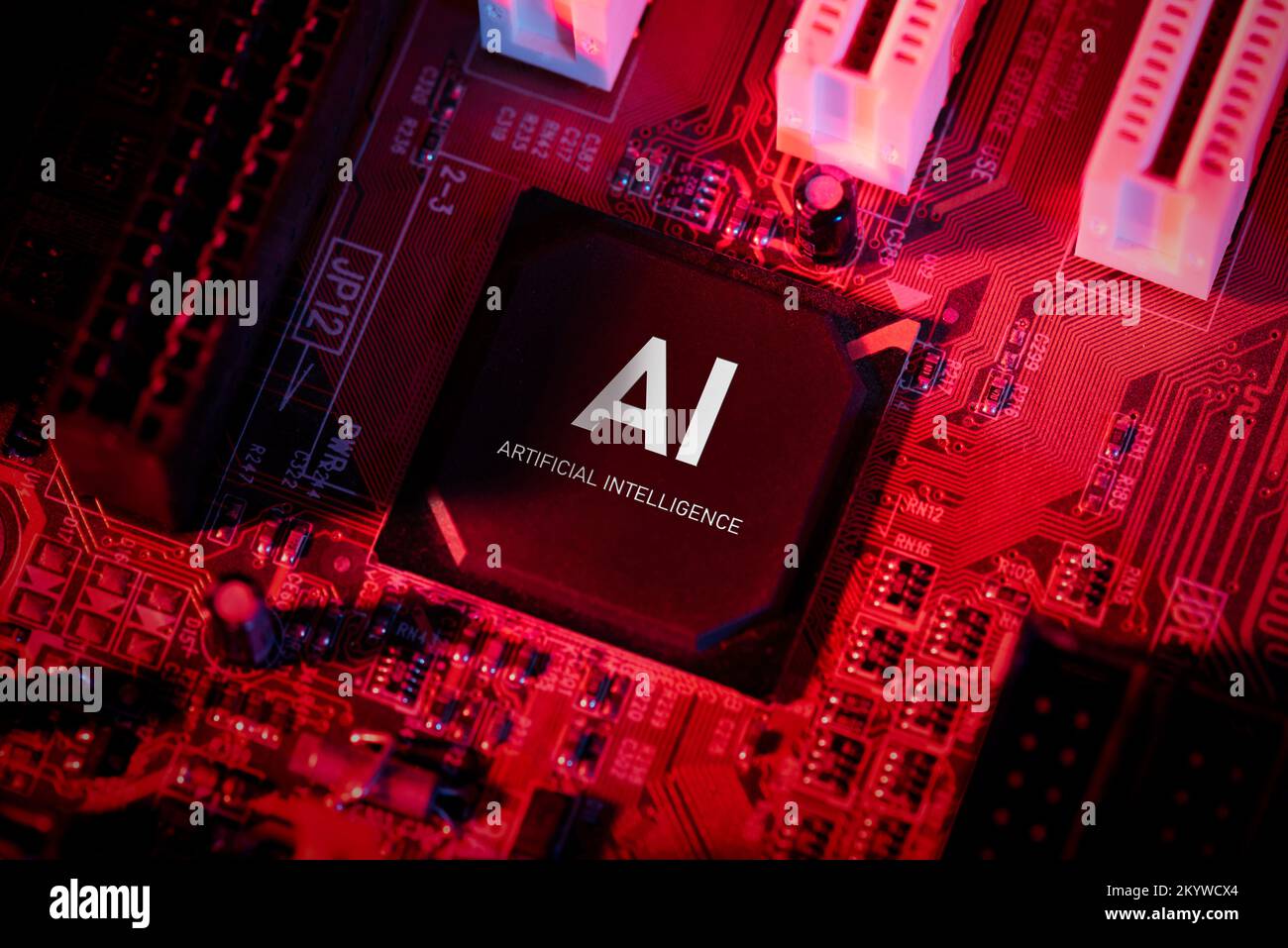 Artificial intelligence concept with computer chip. AI microprocessor closeup Stock Photo - Alamy