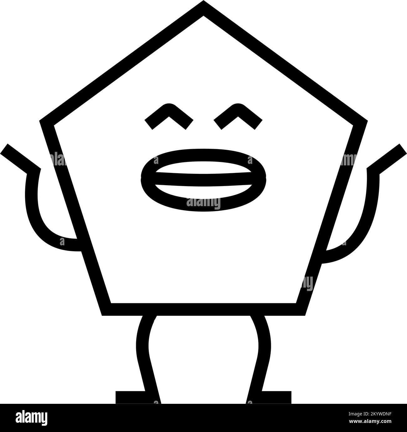 pentagon geometric shape character line icon vector illustration Stock ...