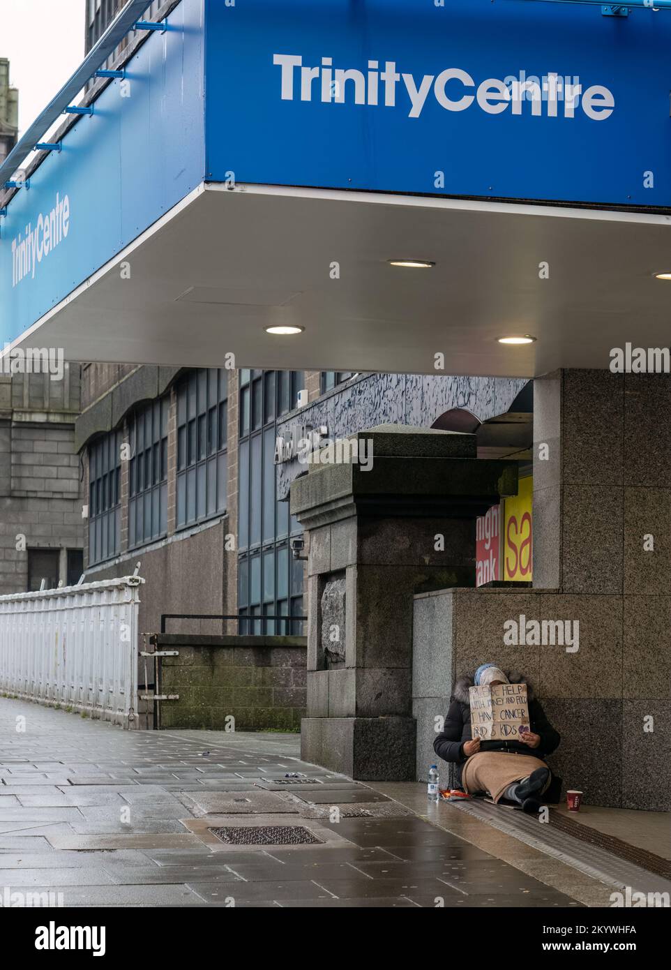 1 December 2022. Aberdeen,Scotland. This is a female begger who has ...