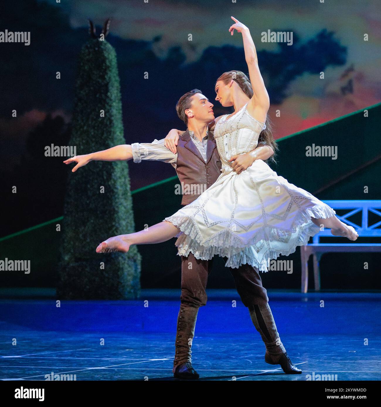 London, UK. 02nd Dec, 2022. Act 2 scene with Katrina Lyndon as Aurora and Stephen Murray as Leo ...