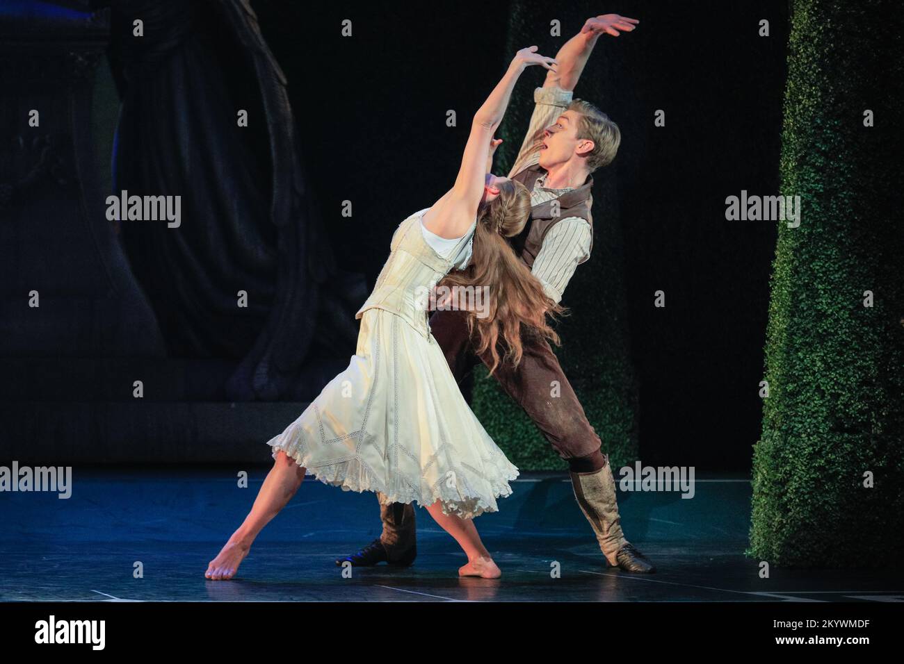 London, UK. 02nd Dec, 2022. The Act 2 scene with the press night dancers, Ashley Shaw as Aurora ...