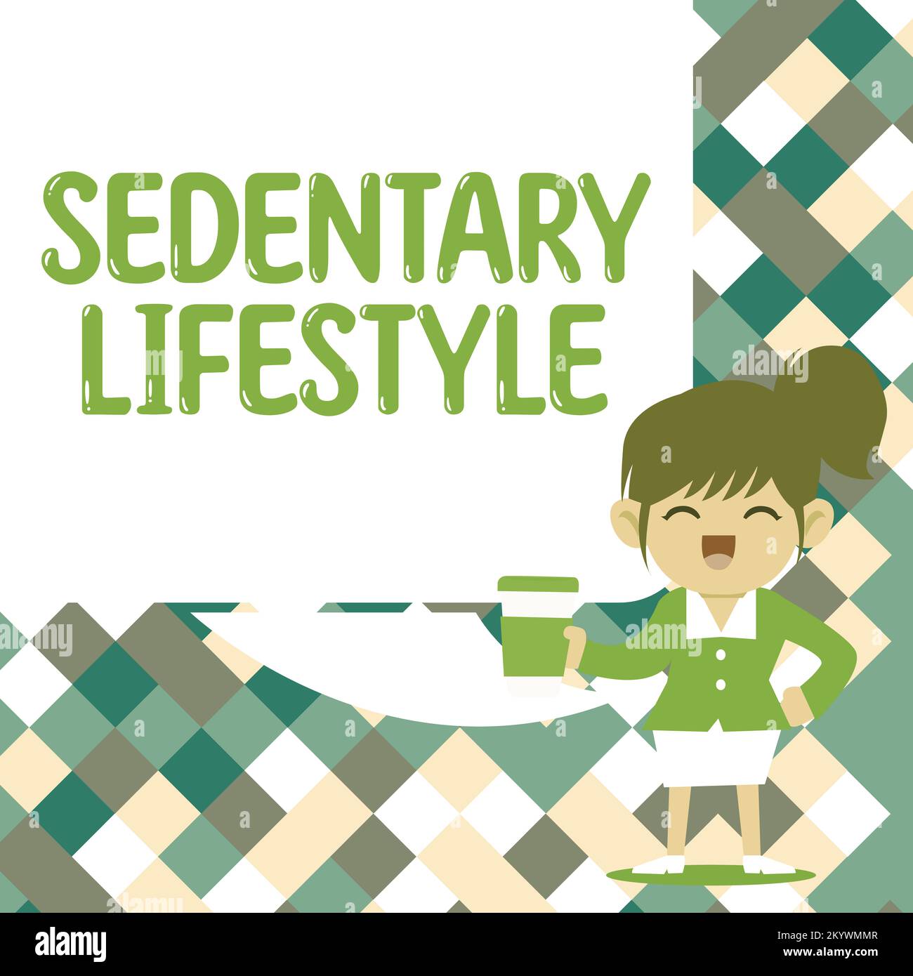 Text caption presenting Sedentary Lifestyle. Word Written on ways and ...