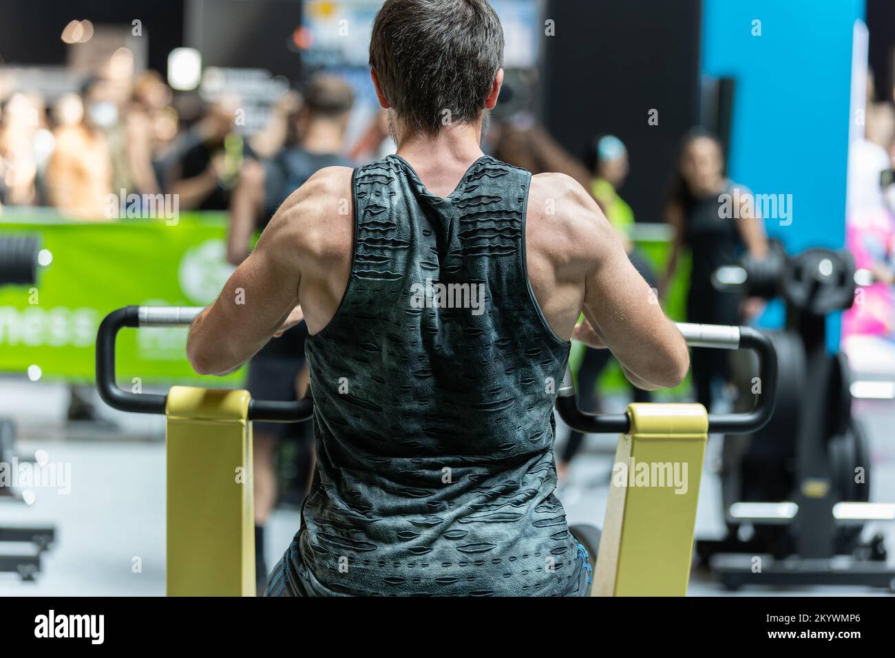 Fitness Workout: Boy doing Exercises in Class with Shoulder Gym ...