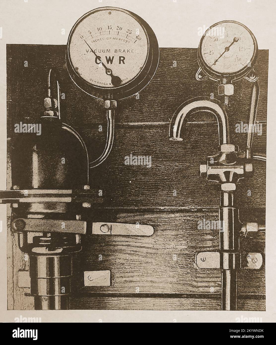 1930's photo of the gauge and breaking system in the guards van of ...