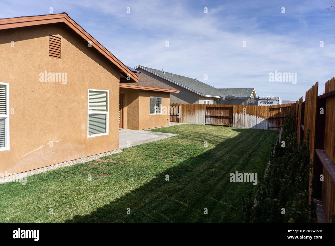 exterior photo of backyard of home, real estate Stock Photo - Alamy