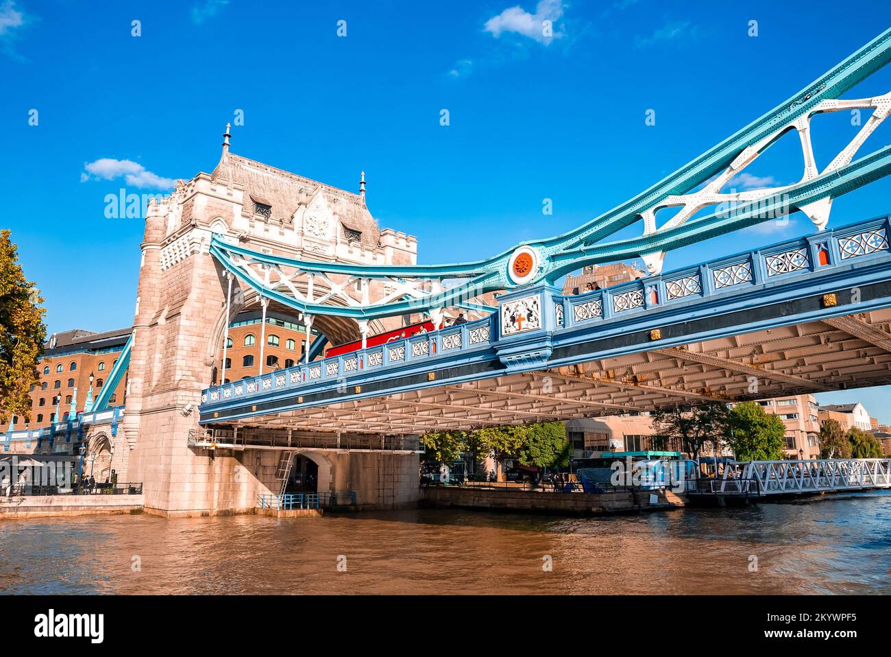 Iconic Tower Bridge connecting Londong with Southwark on the Thames ...