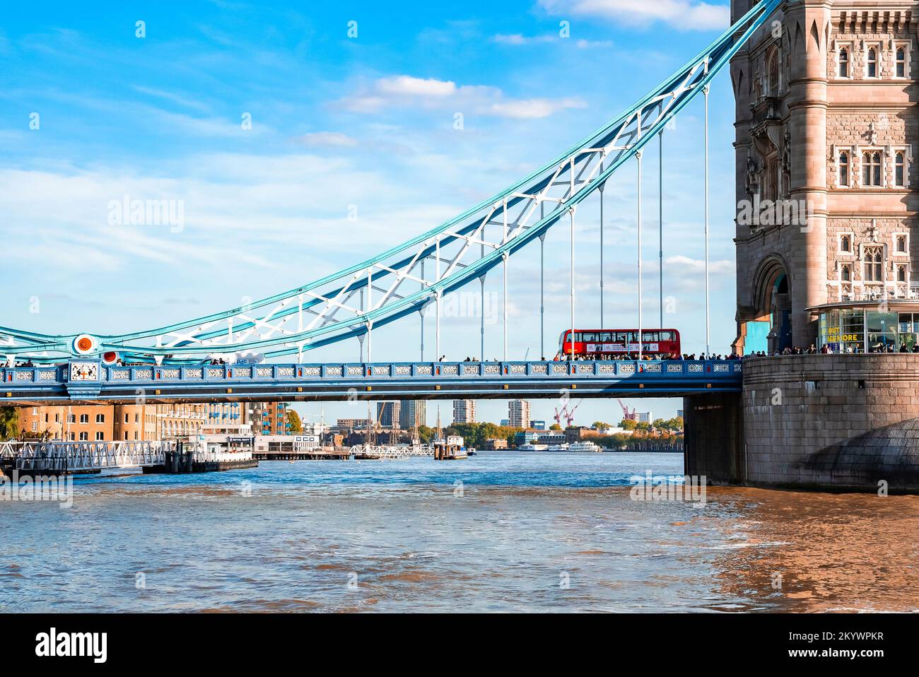 Iconic Tower Bridge connecting Londong with Southwark on the Thames ...