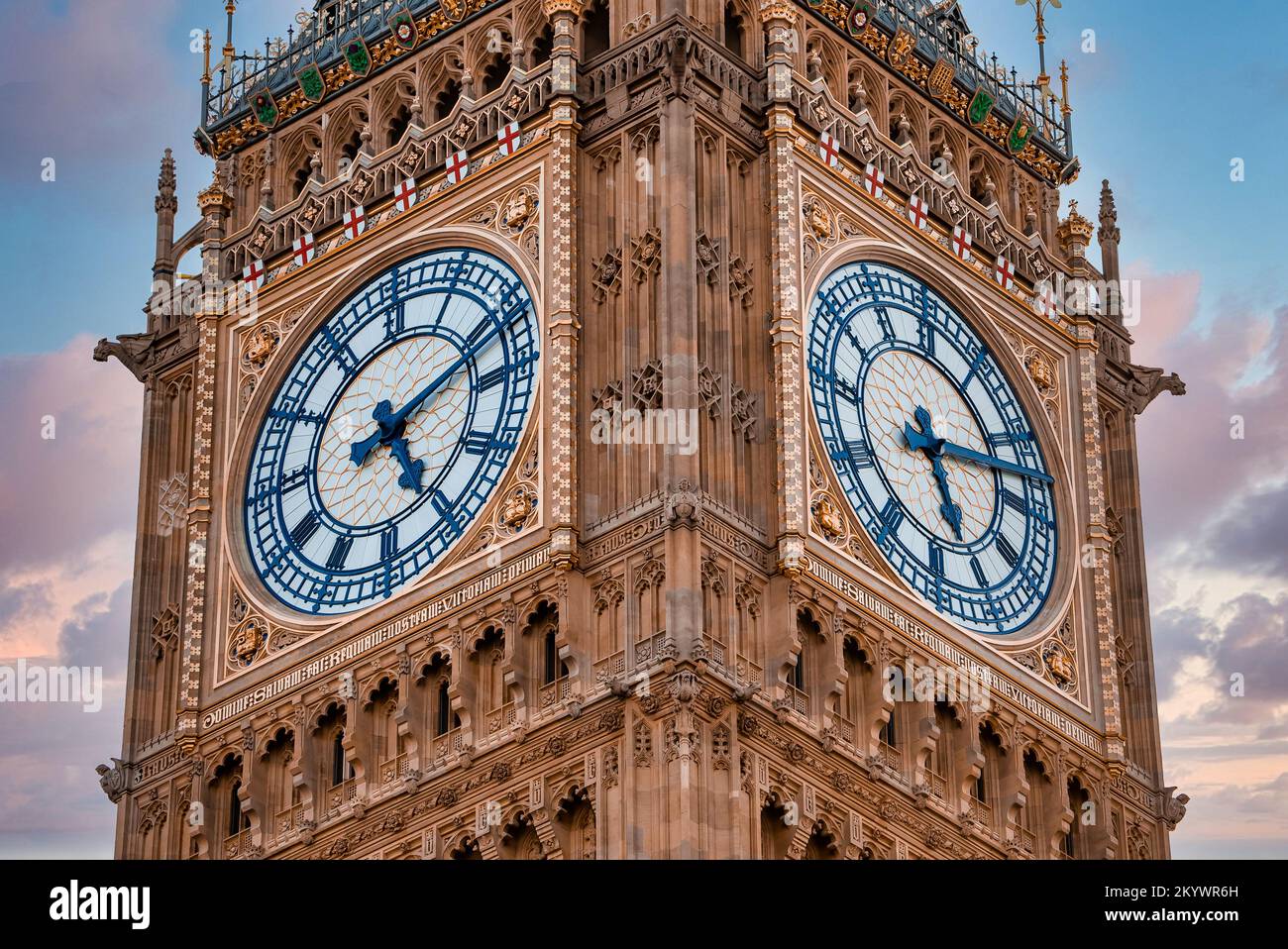 Close up view of the Big Ben clock tower and Westminster in London ...