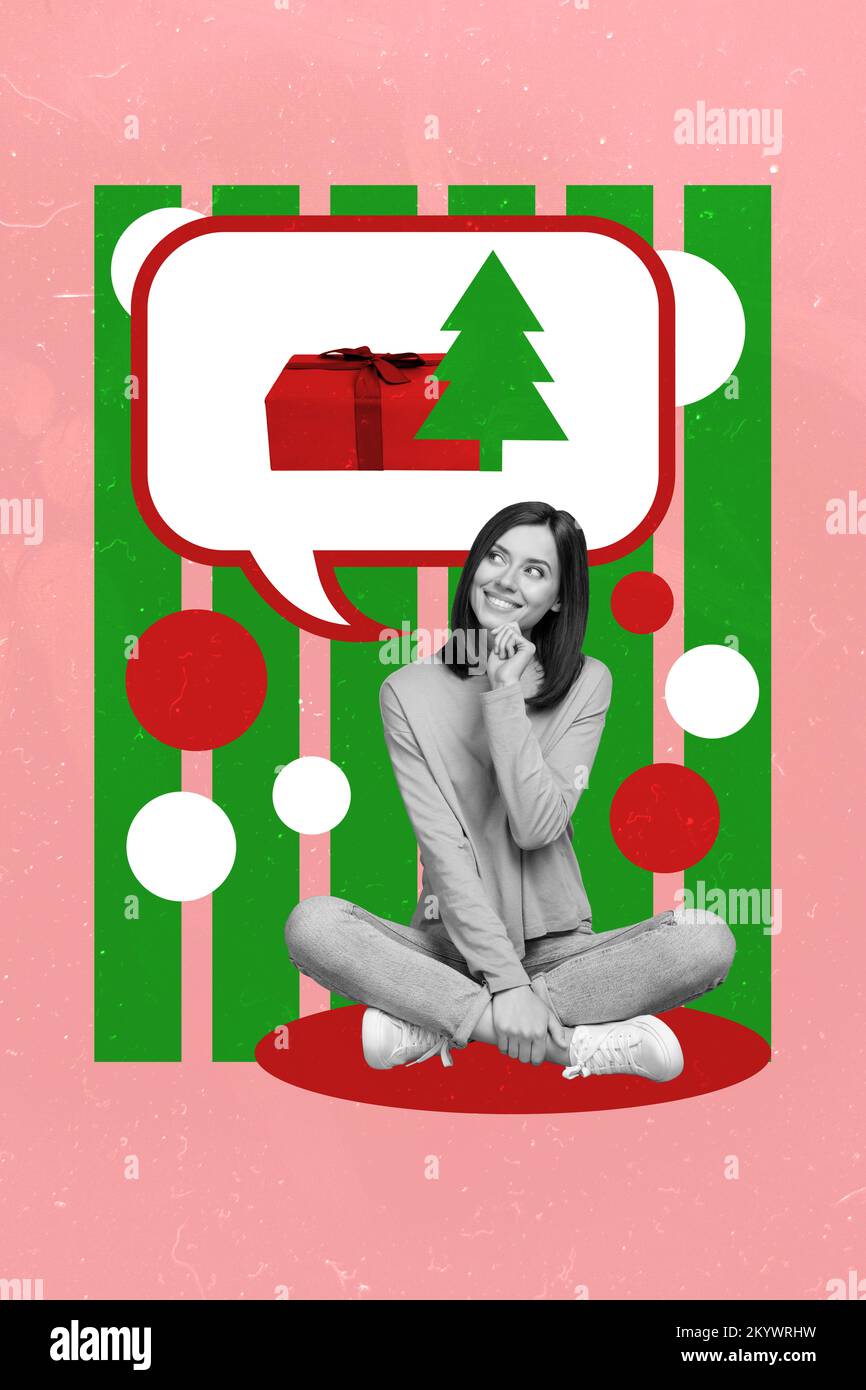 Creative photo 3d collage artwork postcard poster picture of young girl ...