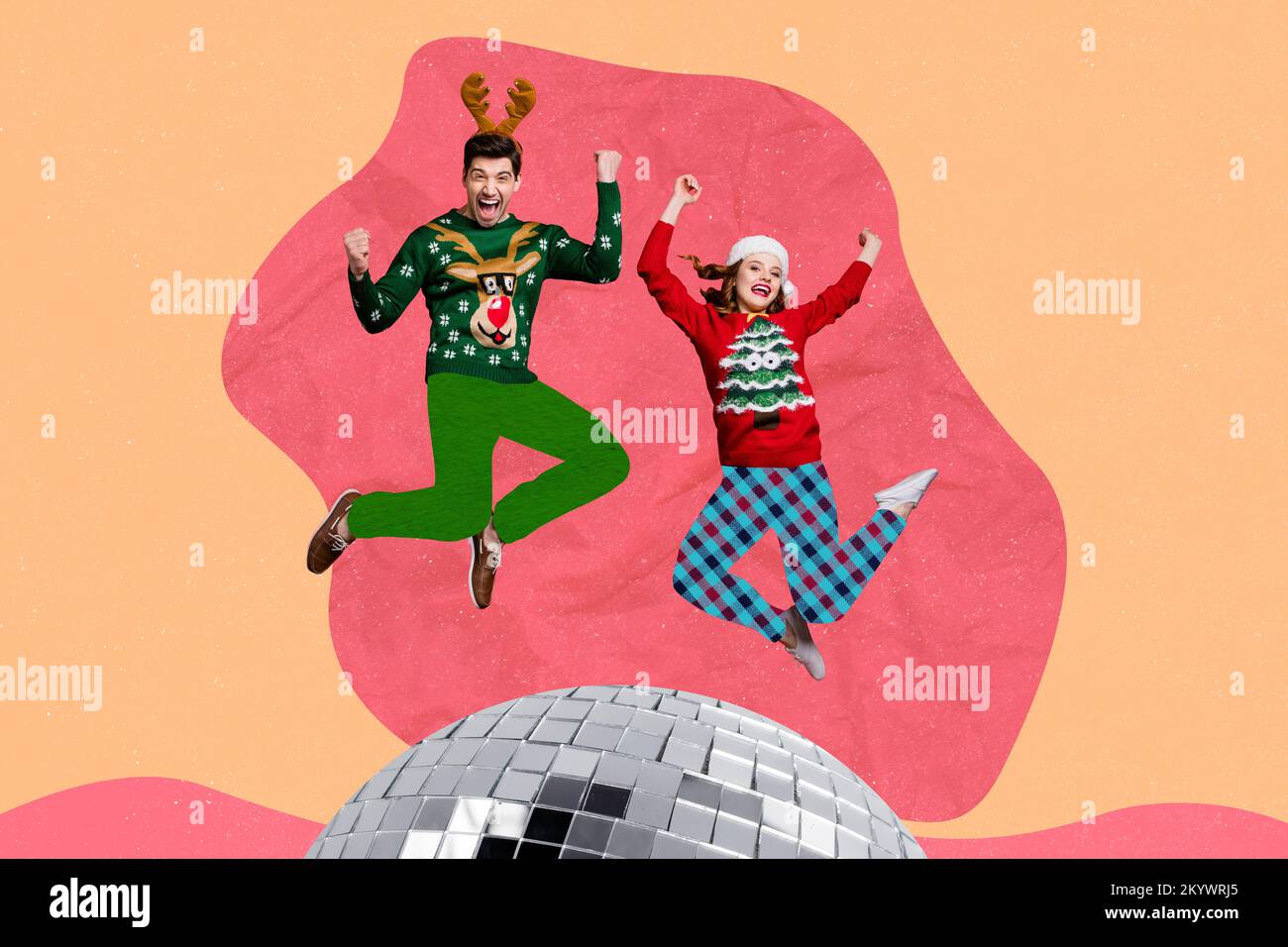 Creative photo 3d collage artwork postcard poster brochure of young ...