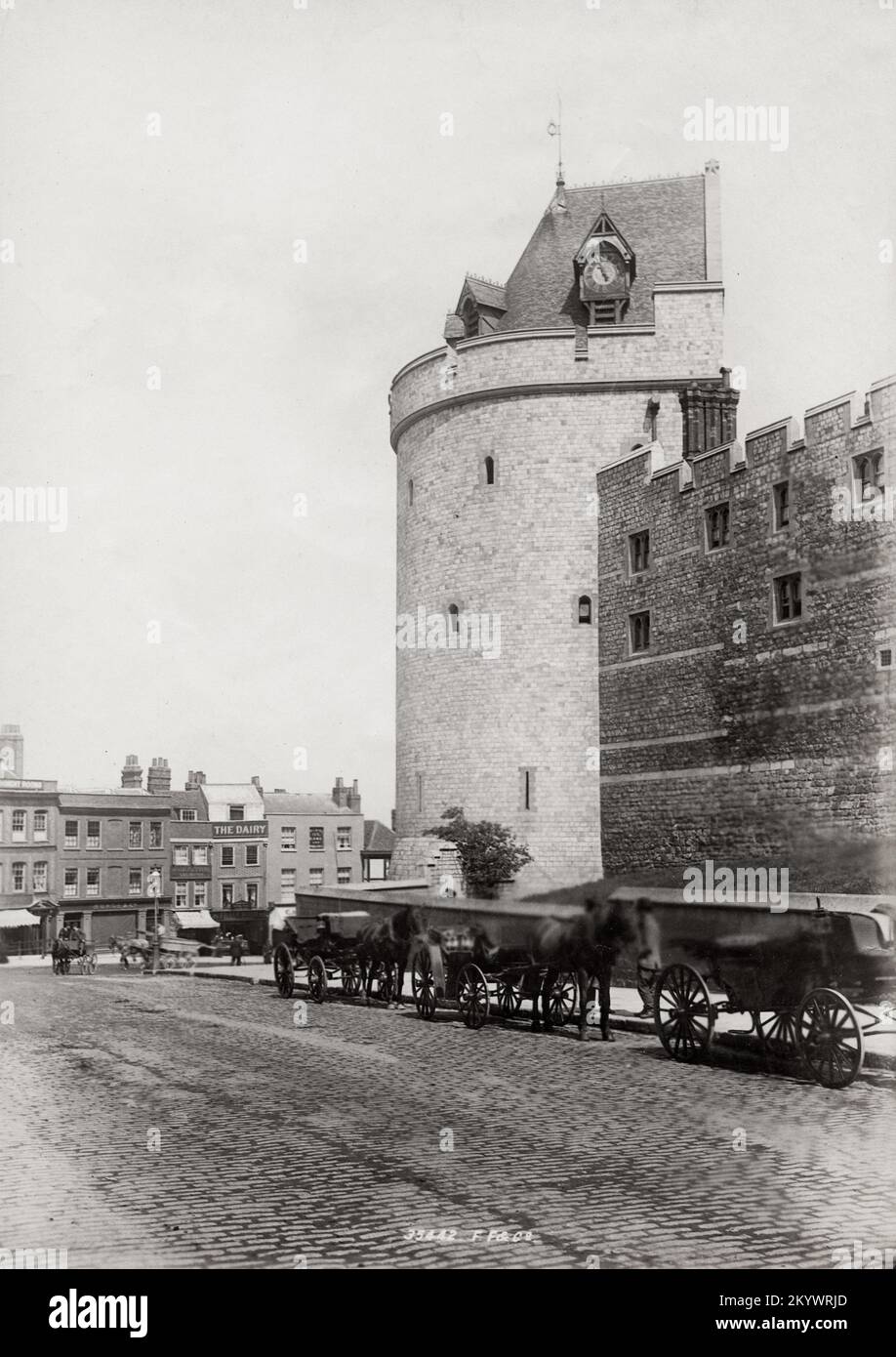 Vintage photograph - 1895 - Curfew Tower, Windsor Castle, Berkshire ...
