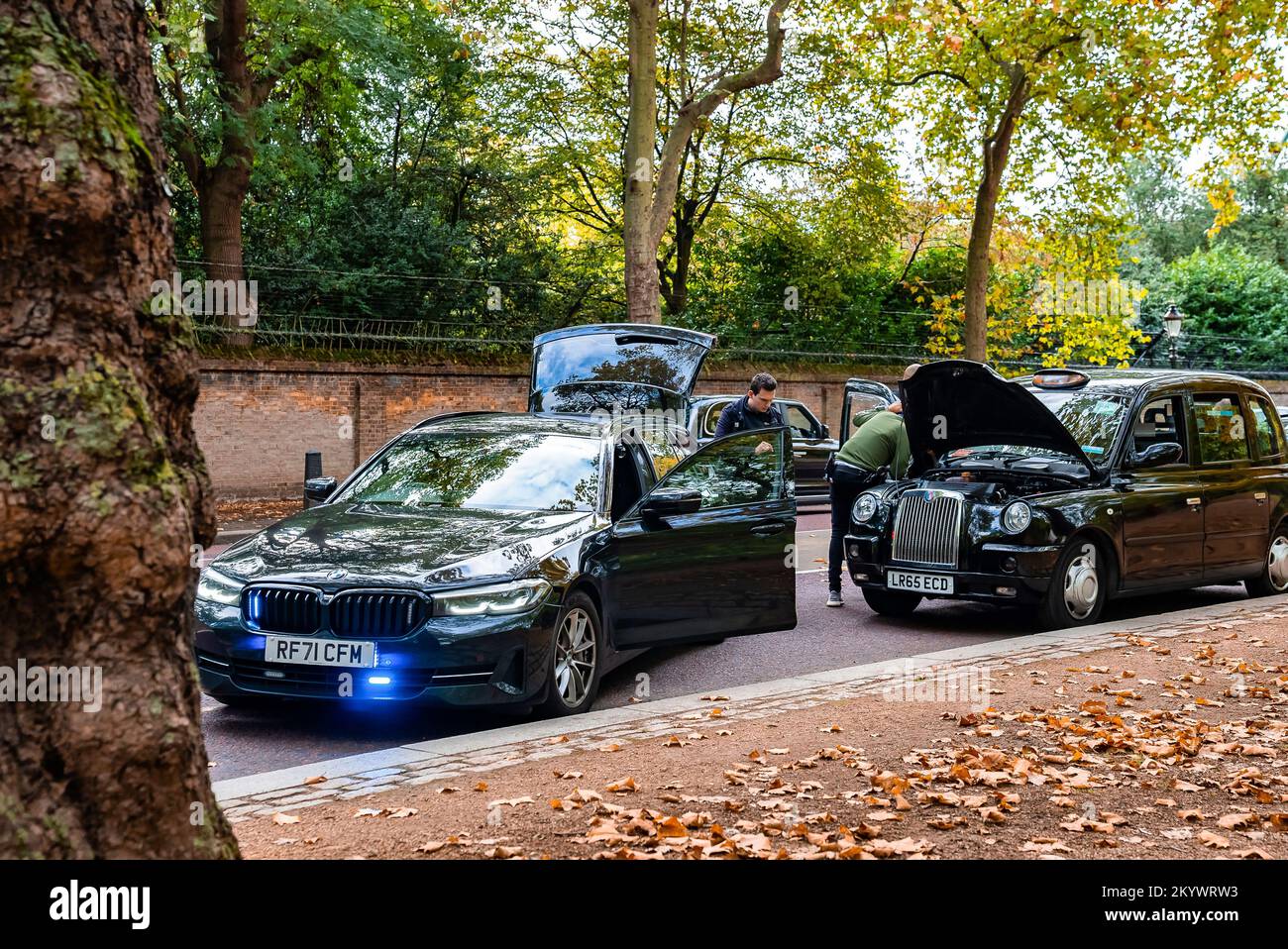 Under cover police car in London in the middle of the road ...