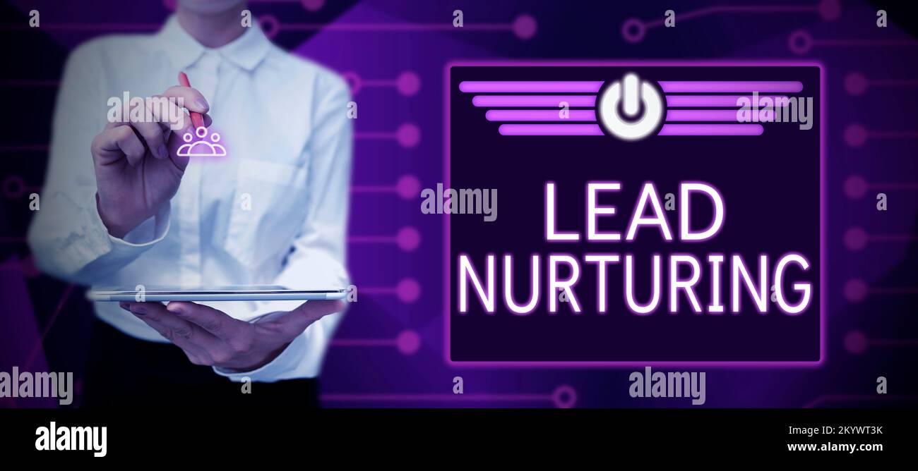 Conceptual display Lead Nurturing. Concept meaning method of building a ...