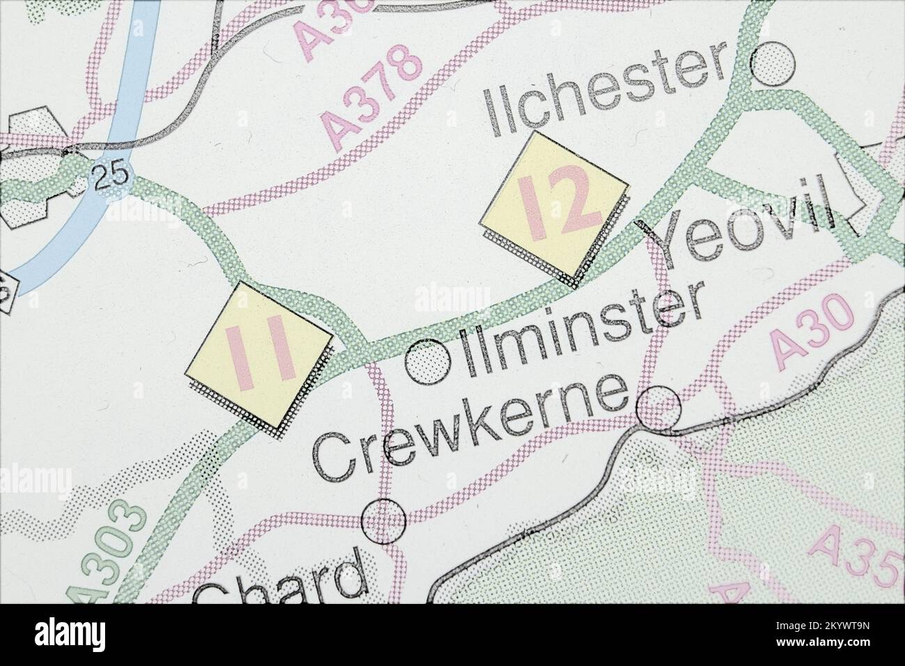 Ilminster, United Kingdom atlas map town name - line drawing Stock ...