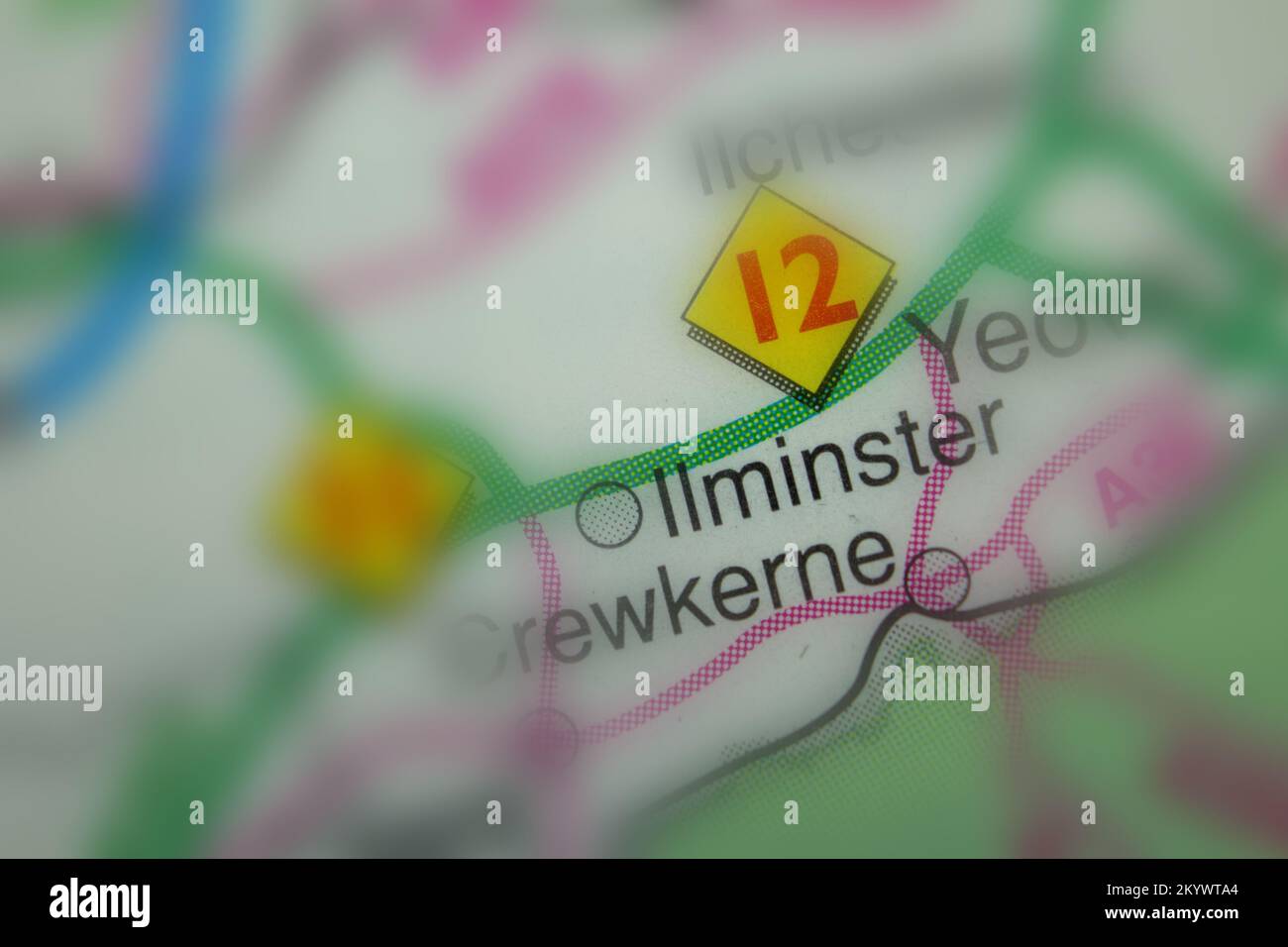 Ilminster, United Kingdom atlas map town name - tilt-shift Stock Photo ...