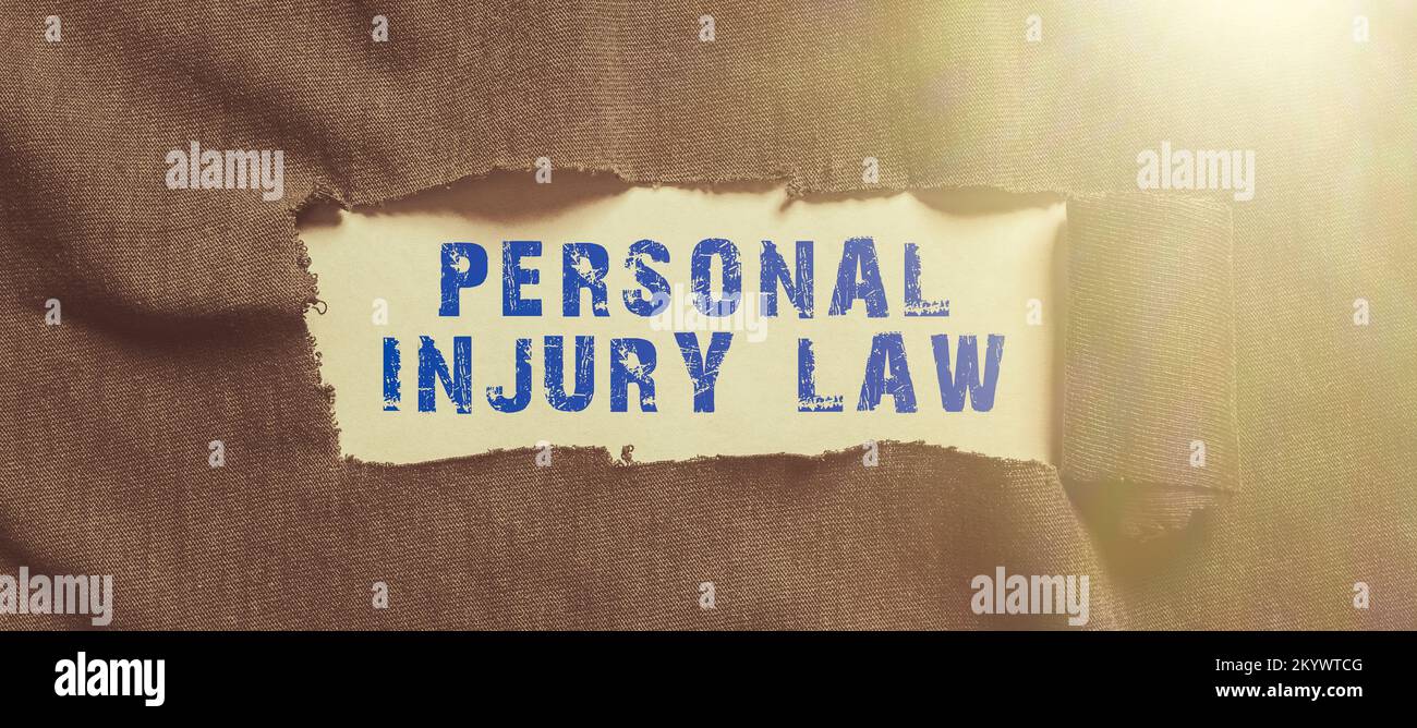 Hand writing sign Personal Injury Law. Business approach being hurt or ...