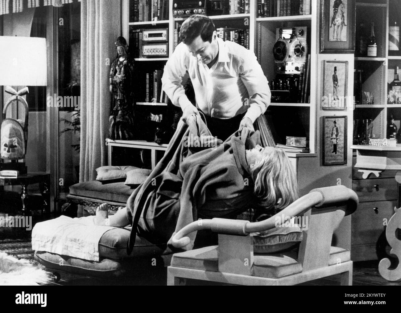 Tony Curtis, Debbie Reynolds, on-set of the Film, "Goodbye, Charlie ...