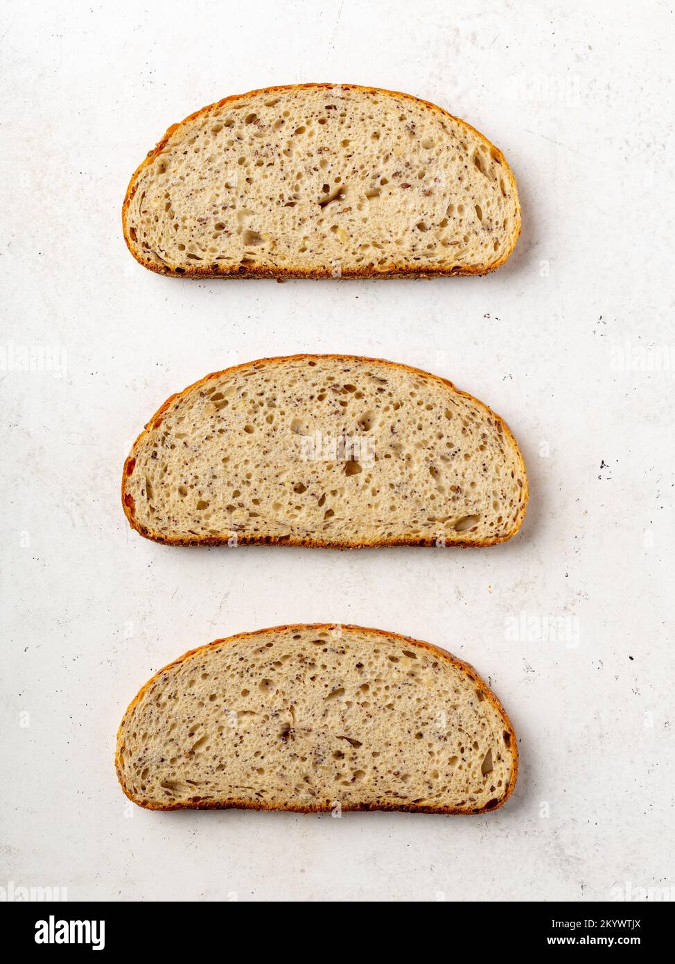 Three slices of rye bread for sandwich overhead shot Stock Photo - Alamy