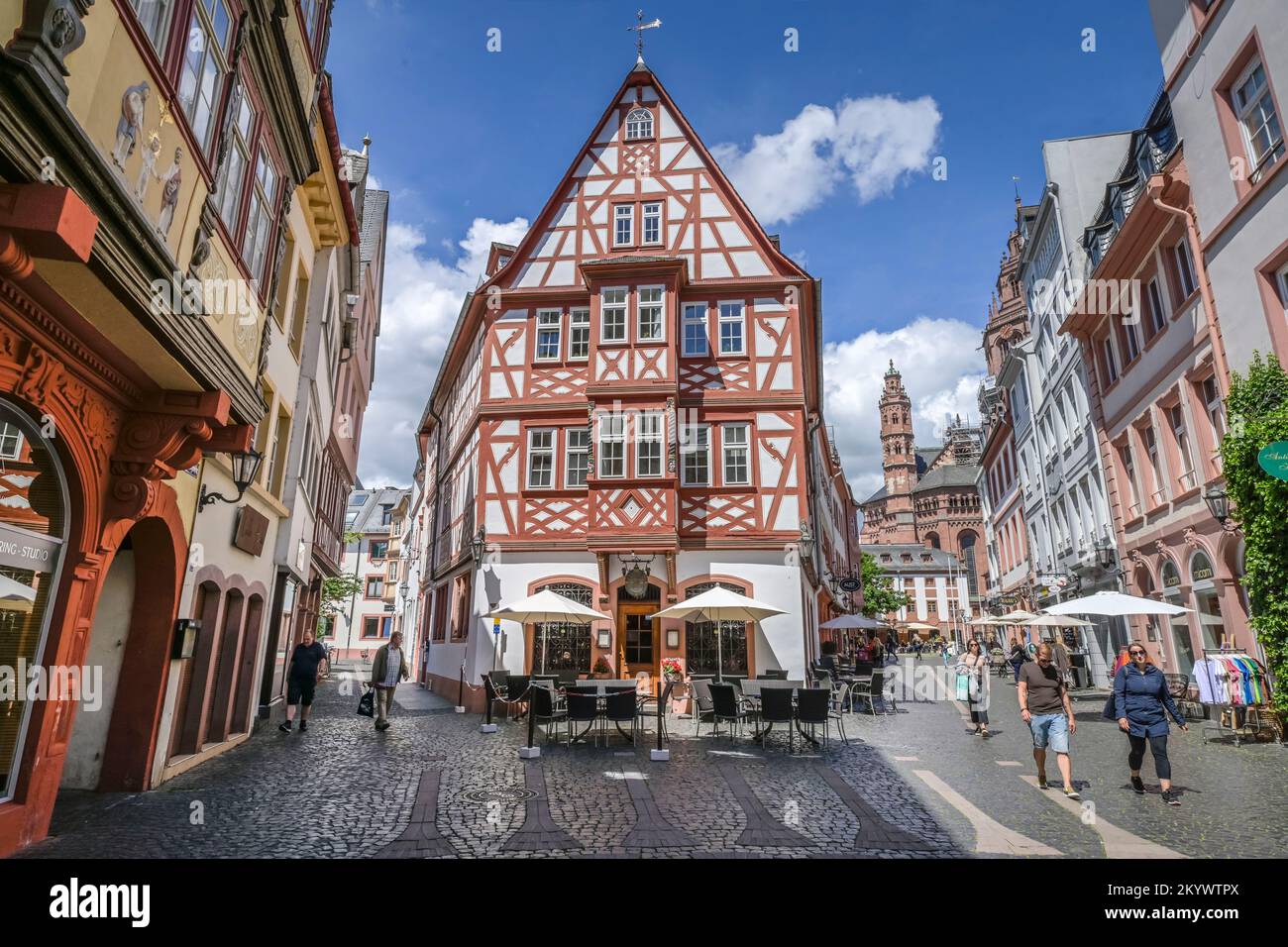 Fachwerkhaus, Altbauten, Leichhofstraße, Altstadt, Mainz, Rheinland ...