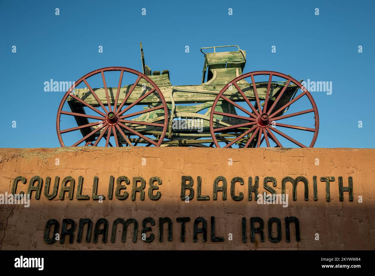 Wooden wagon on roof, historic Cavalliere Ornamental Iron Shop, Old ...