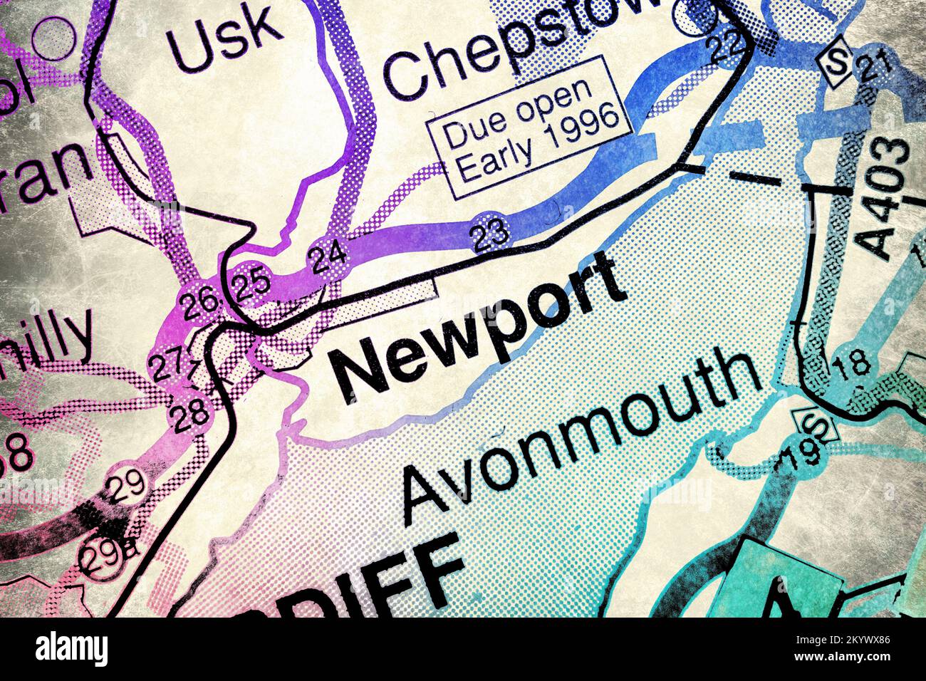 Newport, United Kingdom atlas map town name - watercolour effect Stock ...