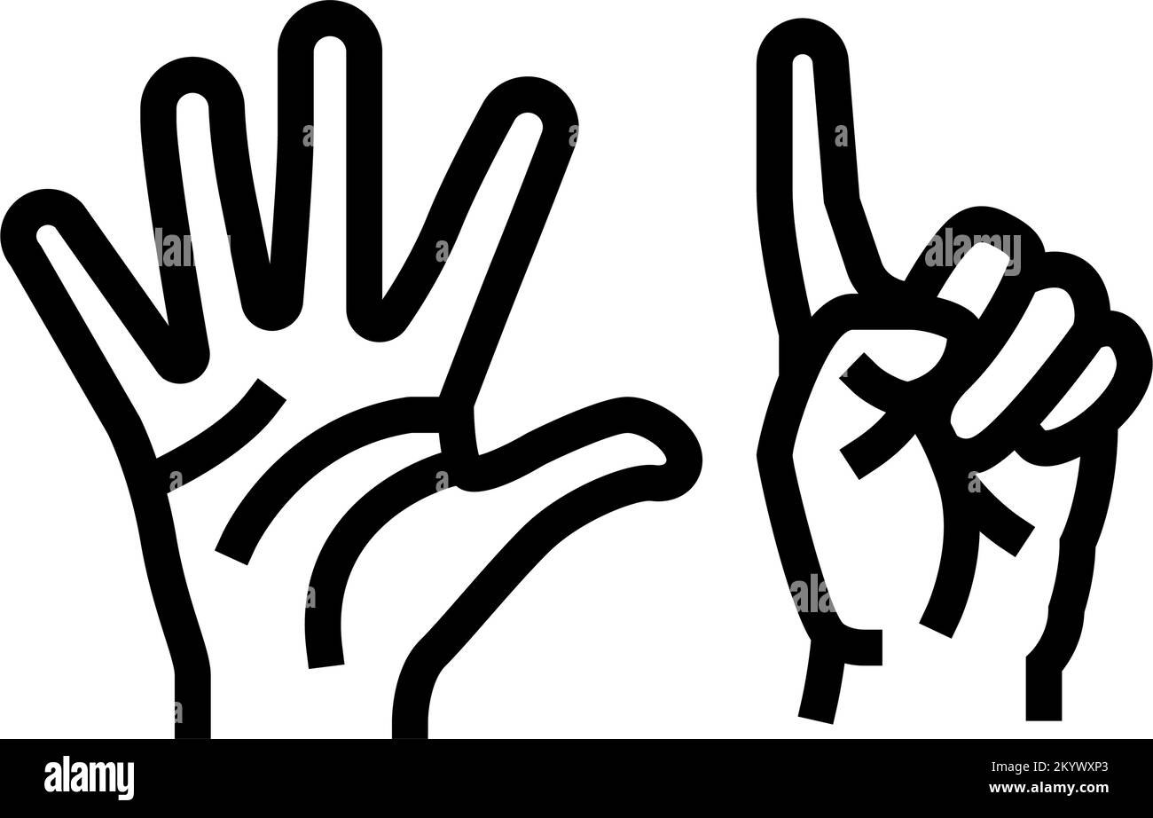 Hand sign of number six Black and White Stock Photos & Images - Alamy
