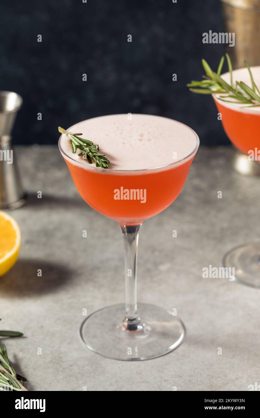 Boozy Refreshing Winter Sour Cocktail with Rosemary and Lemon Stock ...