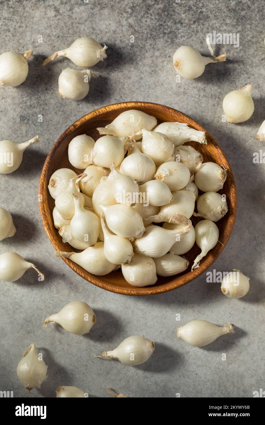 Raw White Organic Pearl Onions in a Bunch Stock Photo - Alamy
