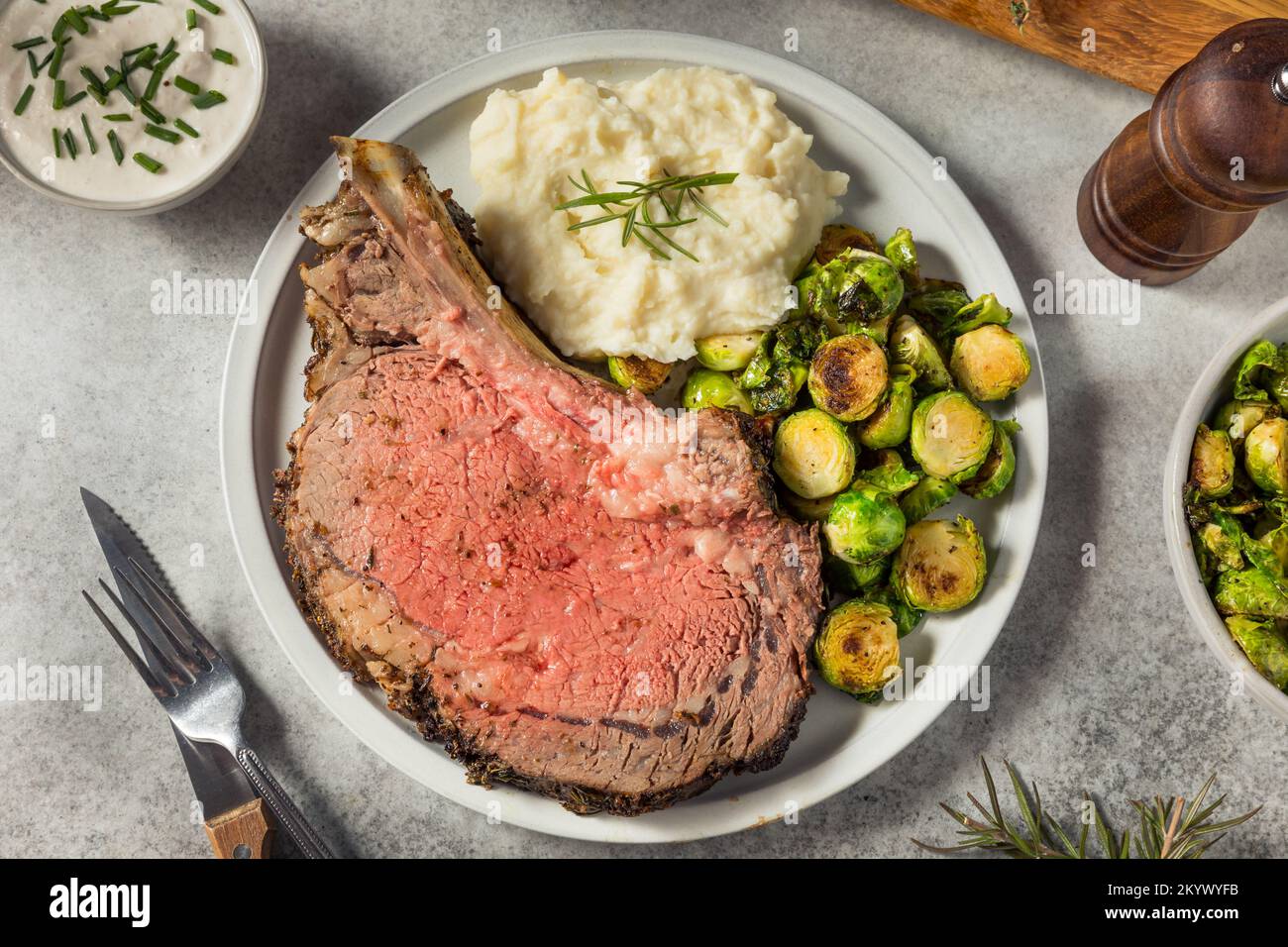 Homemade Standing Prime Rib Beef Roast with Horseradish Sauce and ...