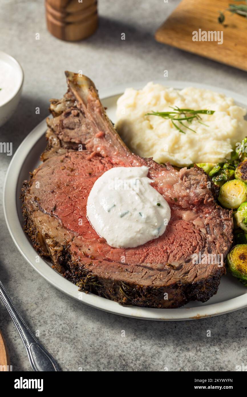Homemade Standing Prime Rib Beef Roast with Horseradish Sauce and ...
