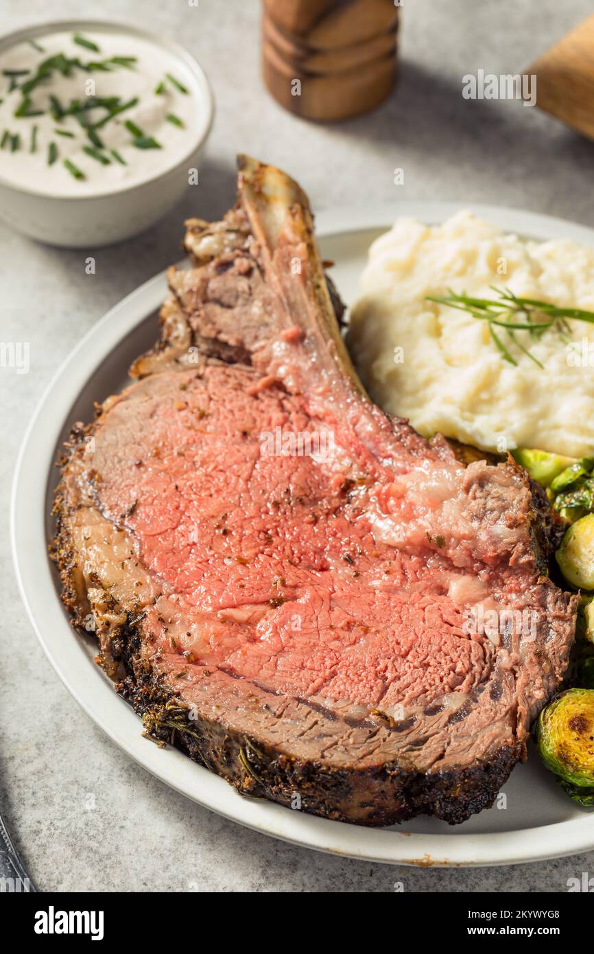 Homemade Standing Prime Rib Beef Roast with Horseradish Sauce and ...