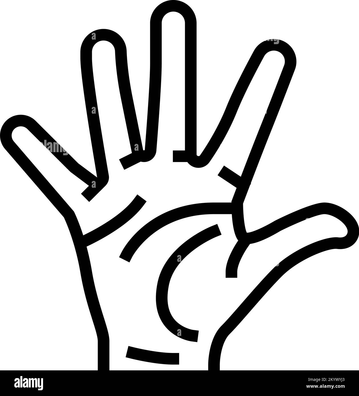 five number hand gesture line icon vector illustration Stock Vector Image & Art - Alamy