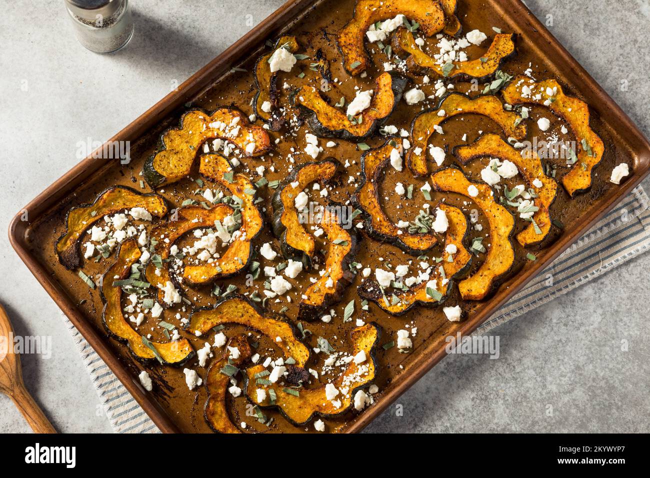 Homemade Roasted Acorn Squash with Sage and Feta Stock Photo - Alamy