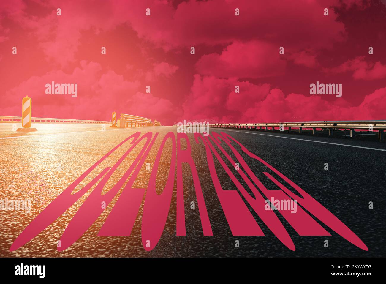 White marking line on asphalt road on highway. Color of the year 2023 ...