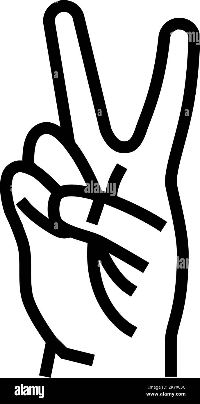 two number hand gesture line icon vector illustration Stock Vector Image & Art - Alamy