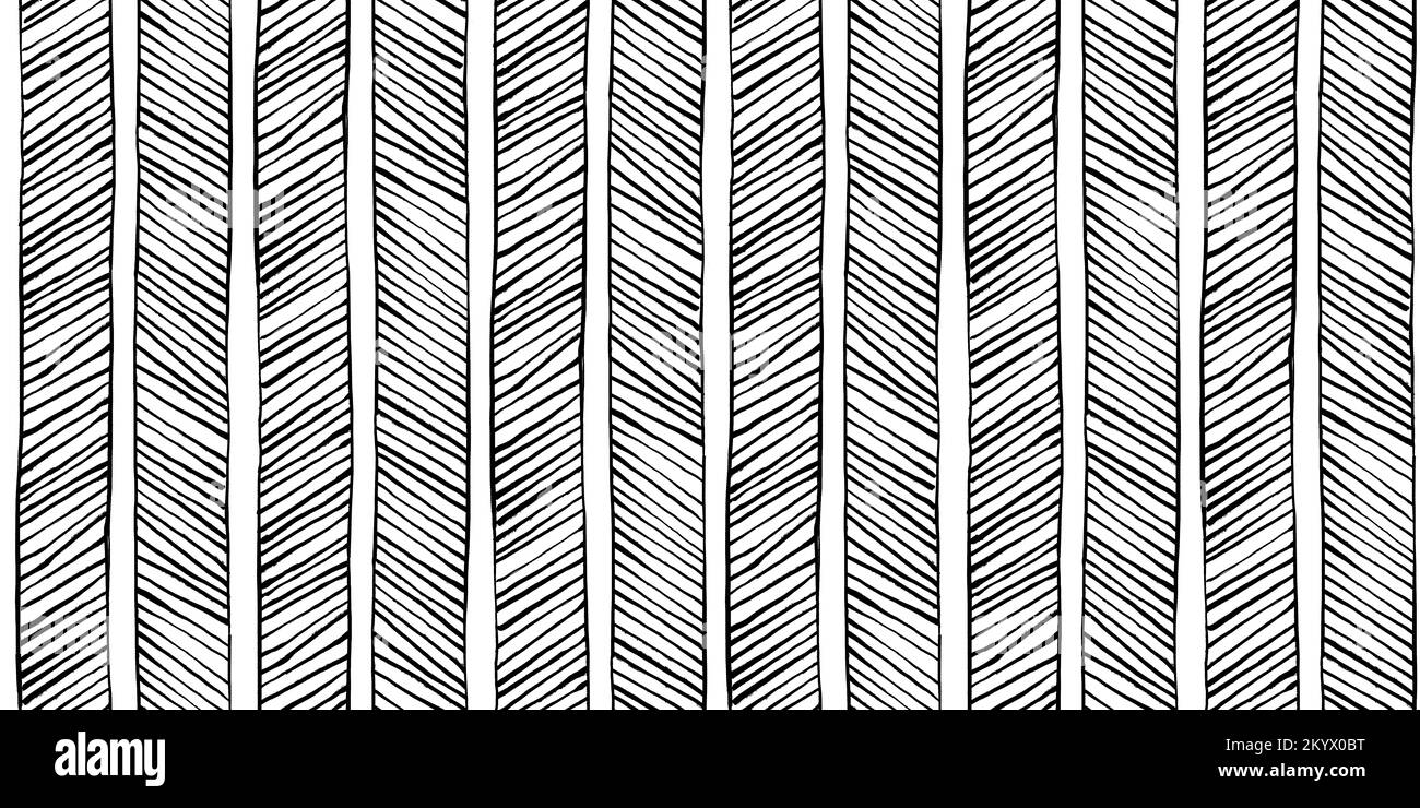 Seamless abstract hand drawn herringbone vertical stripe columns doodle ...